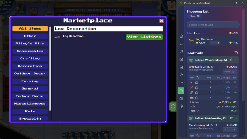 Pixels Web Assistant | Pixels Player & Market Analytics Portal